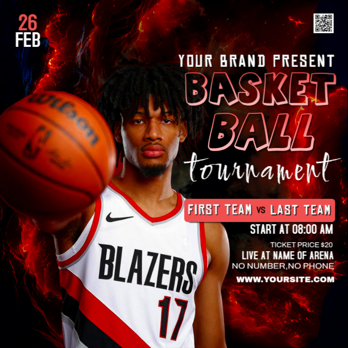 Black Maximalist Basketball Tournament Instagram Post Template ...