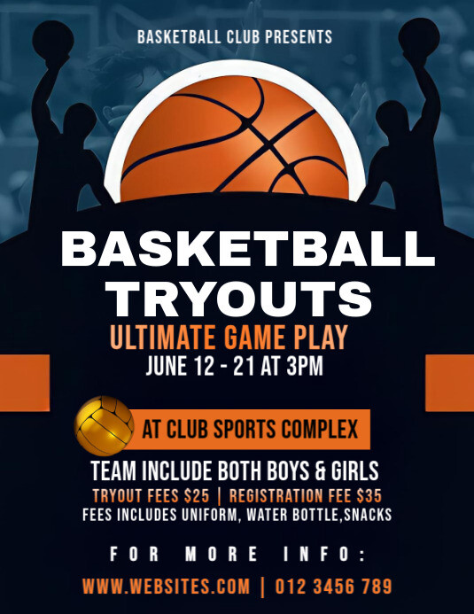 Black Maximalist Basketball Tryouts Sports Event Poster And Athletic Recruitment" Flyer (us ...