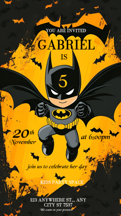 Black Maximalist Batman Birthday Party Instagram Story Template ...