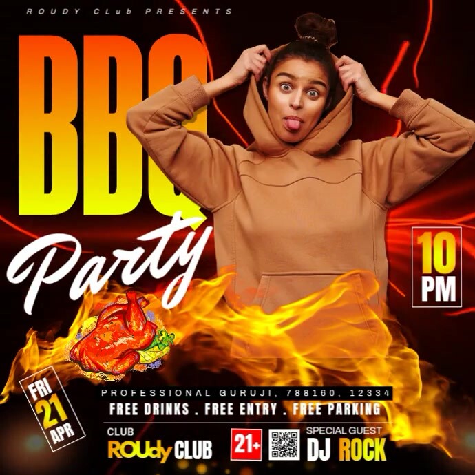 Black Maximalist Bbq Party Instagram Post Template | PosterMyWall