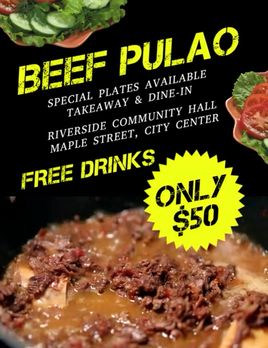 Black Maximalist Beef Pulao Flyer (us Letter) Template | PosterMyWall