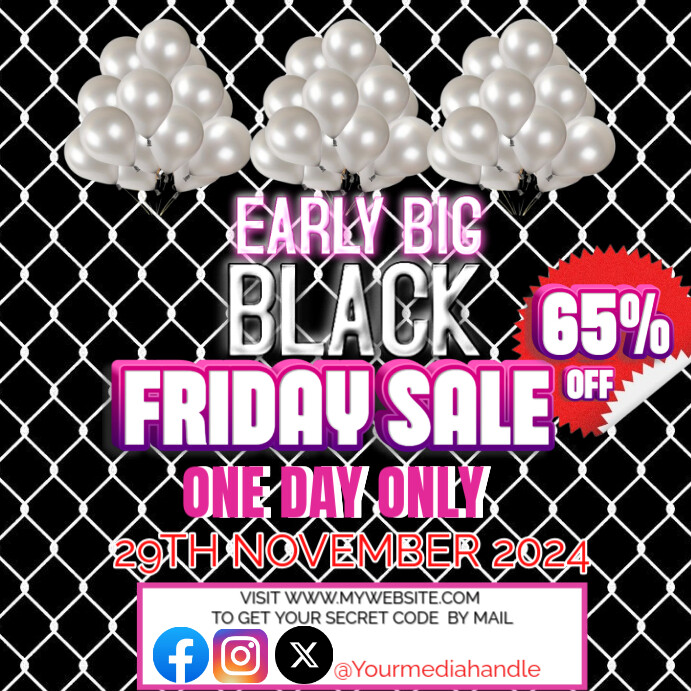 Black Maximalist Big Black Friday Sale Instagram Post Template ...