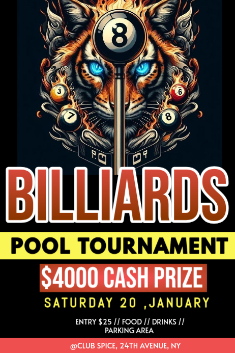 Black Maximalist Billiards Poster Template | PosterMyWall