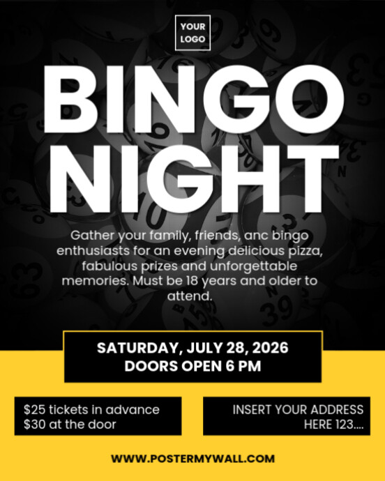 Black Maximalist Bingo Night Event Invitation Instagram Portrait ...