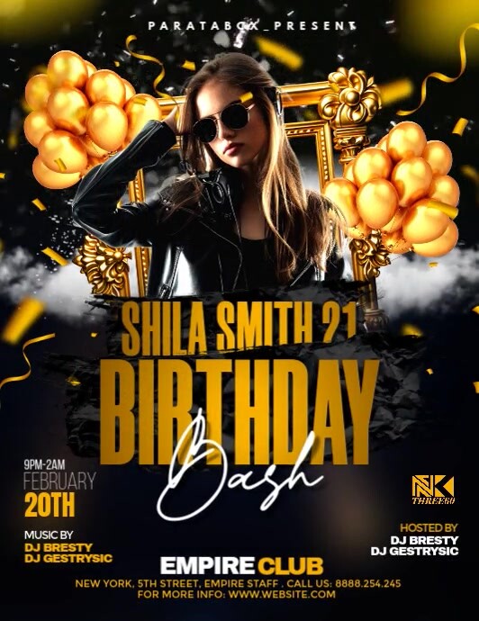 Copy of Black Maximalist Birthday Bash Night Flyer (us Letter ...