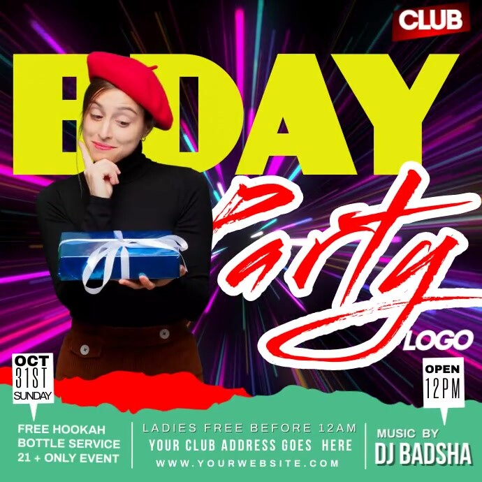 Black Maximalist Birthday Celebration Night P Template | PosterMyWall