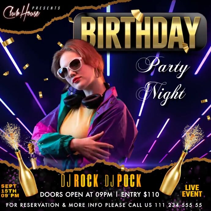 Black Maximalist Birthday Celebration Party I Template | PosterMyWall