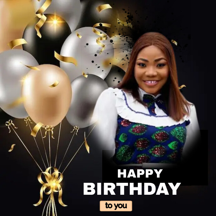 Plantilla de Black Maximalist Birthday Flyer Square (1:1) | PosterMyWall