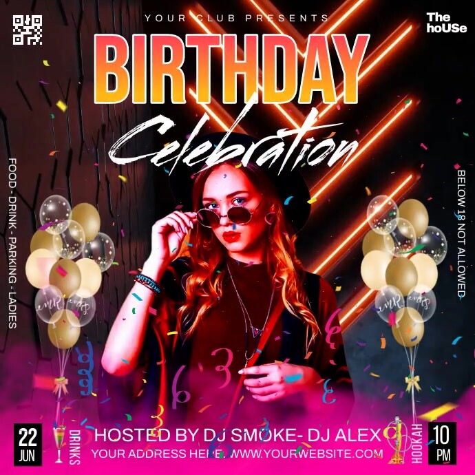 Black Maximalist Birthday Night Celebration P Template | PosterMyWall