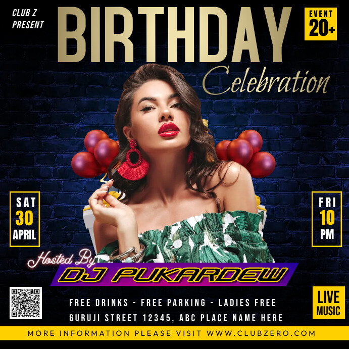 Plantilla de Black Maximalist Birthday Party Instagram Po | PosterMyWall