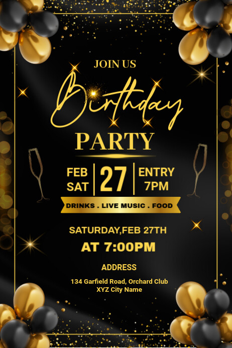 Black Maximalist Birthday Poster Template | PosterMyWall