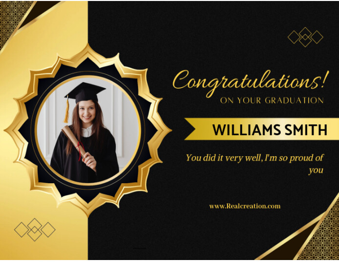 Black Maximalist Black And Gold Simple Congratulations Card Flyer (us ...