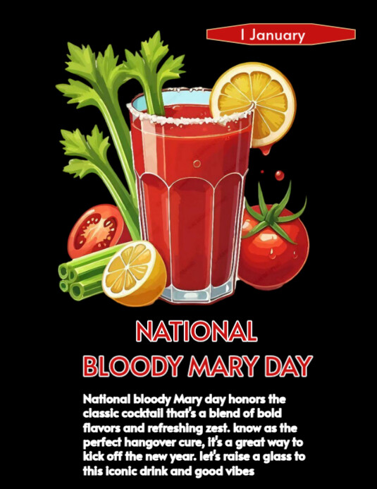 Copy of Black Maximalist Black Bloody Mary Day Flyer (us Letter) | PosterMyWall