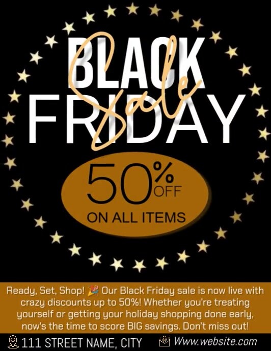 Black Maximalist Black Friday Ads Flyer Us Letter Template Postermywall
