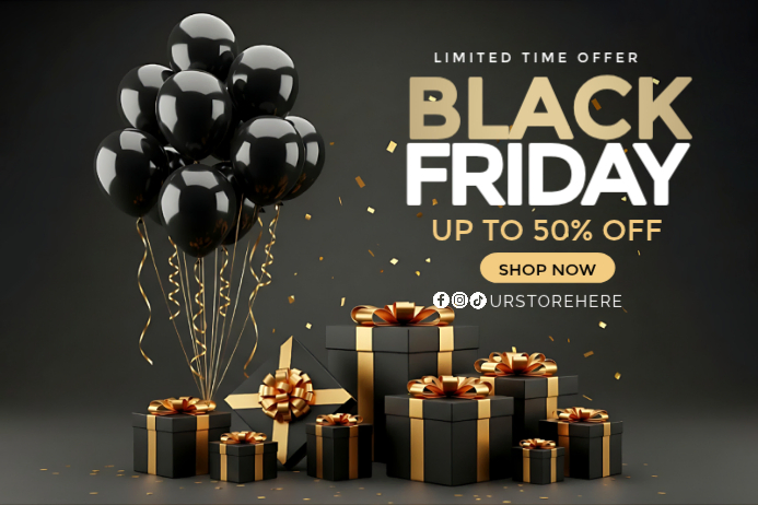 Black Maximalist Black Friday Flyer Label Template | PosterMyWall