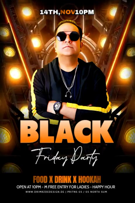 Black Maximalist Black Friday Party Banner 4' × 6' Template | PosterMyWall