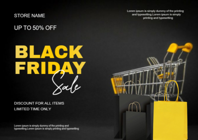 Black Maximalist Black Friday Sale Postcard Template | PosterMyWall
