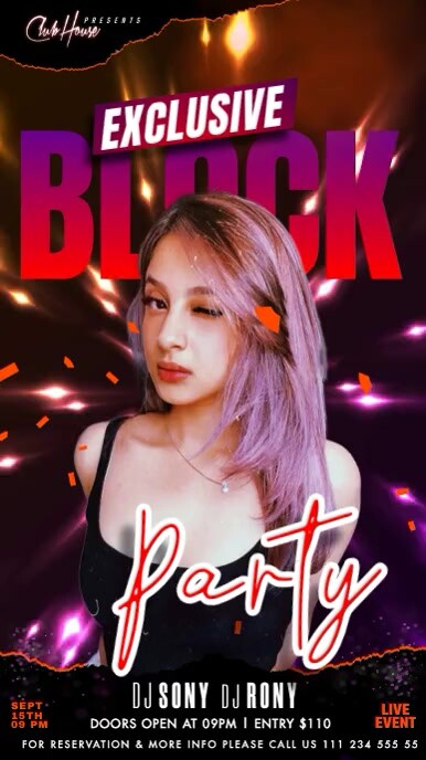 Plantilla de Black Maximalist Block Exclusive Night Party | PosterMyWall