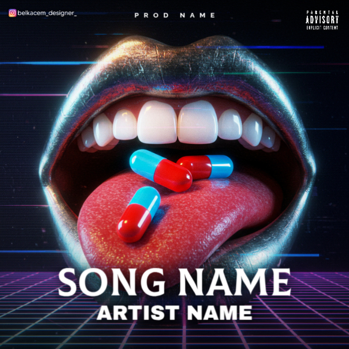 Plantilla de Black Maximalist Blue Pill Album Cover | PosterMyWall