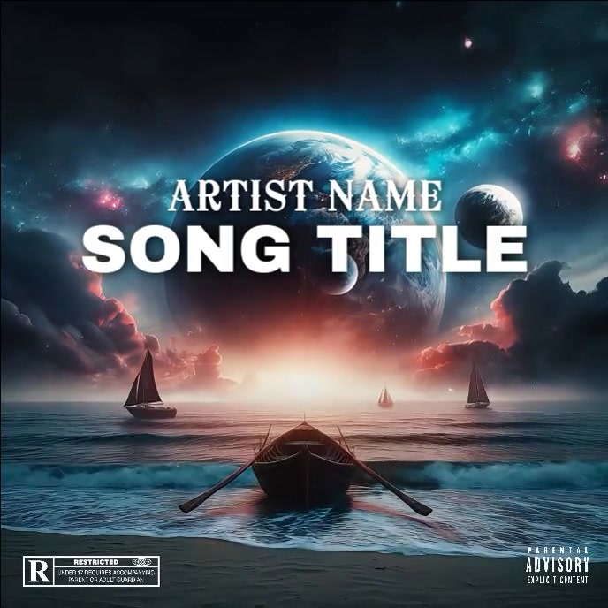 Black Maximalist Boat Sea Motion Album Cover Template | PosterMyWall