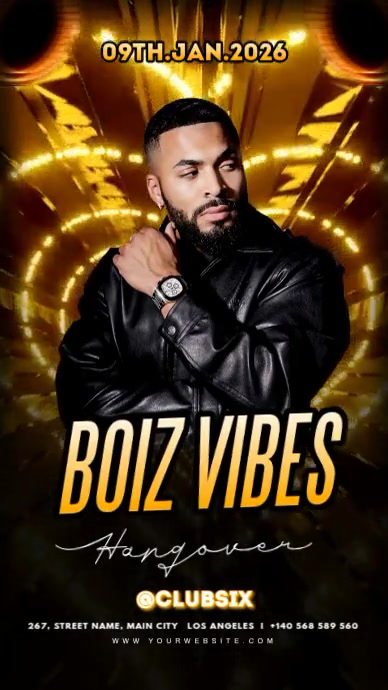Black Maximalist Boiz Vibe Party Digital Display (9:16) Template ...