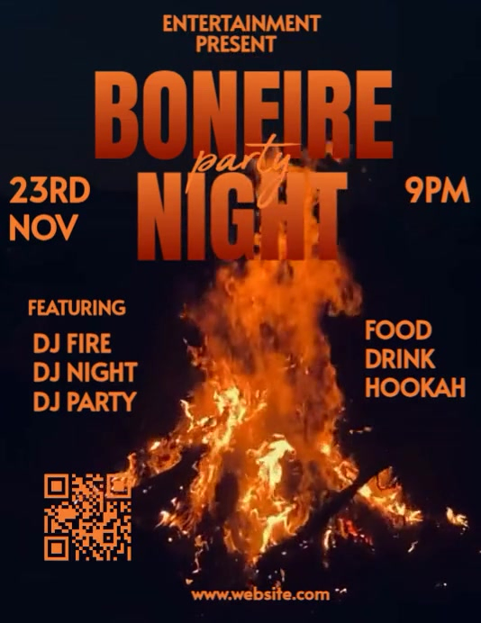 Black Maximalist Bonfire Flyer (us Letter) Template | PosterMyWall