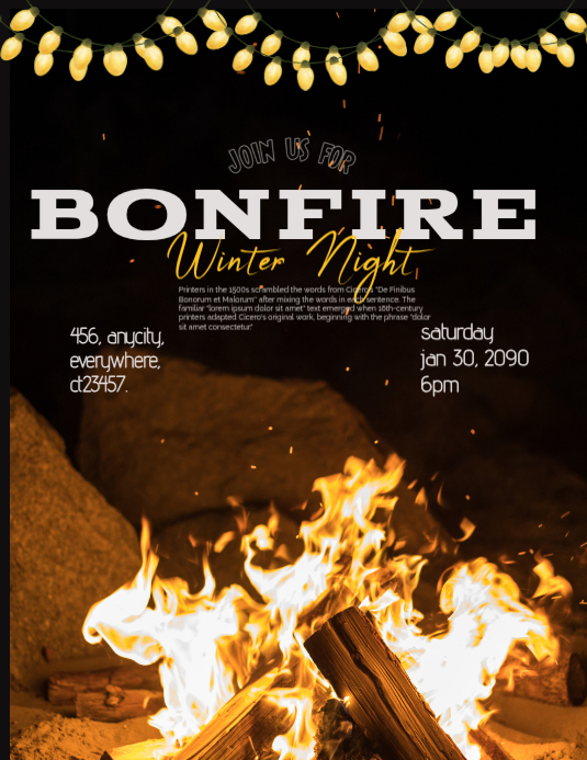 Black Maximalist Bonfire Flyer (us Letter) Template | PosterMyWall