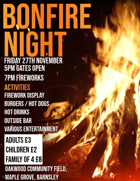 Black Maximalist Bonfire Night Flyer (us Letter) Template | PosterMyWall