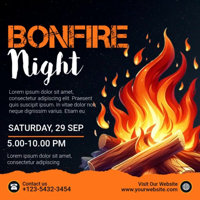 Black Maximalist Bonfire Night Instagram Post Template | PosterMyWall