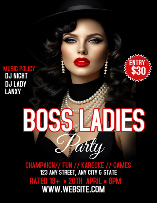 Copy of Black Maximalist Boss Ladies Party Flyer (us Letter) | PosterMyWall