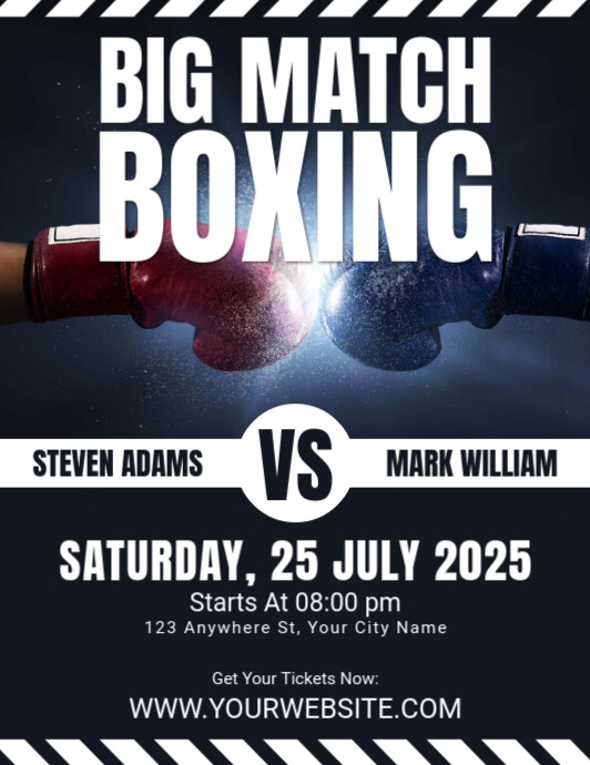 Black Maximalist Boxing Flyer (us Letter) Template | PosterMyWall