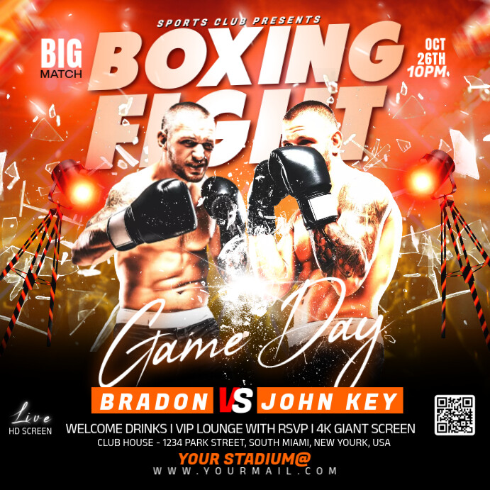 Black Maximalist Boxing Sport Flyer Instagram Post Template | PosterMyWall
