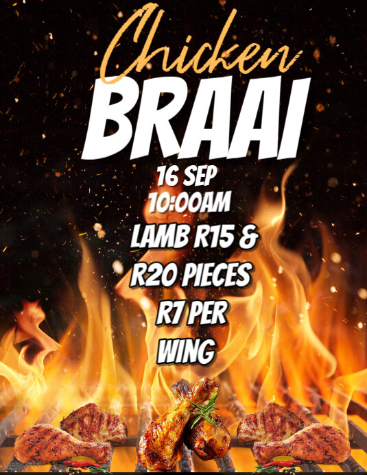 Black Maximalist Braai Flyer (us Letter) Template | PosterMyWall