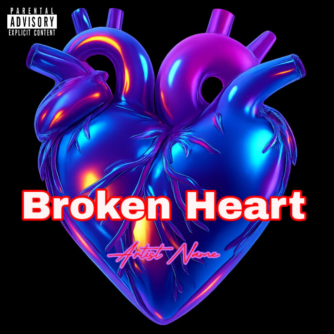 Black Maximalist Broken Heart Album Cover Template | PosterMyWall