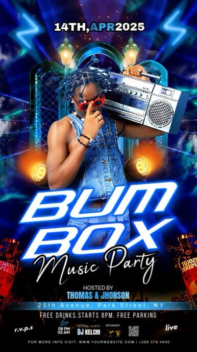 Copy of Black Maximalist Bum Box Music Party Instagram Story | PosterMyWall