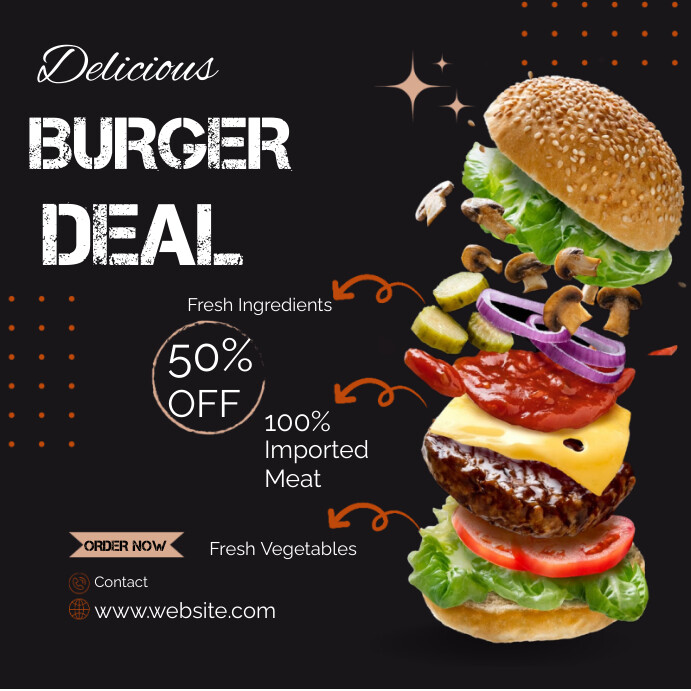Black Maximalist Burger Deal Instagram Post Template | PosterMyWall