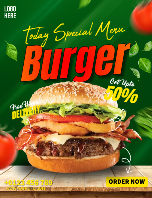 Black Maximalist Burger Menu Flyer (us Lette Template | PosterMyWall