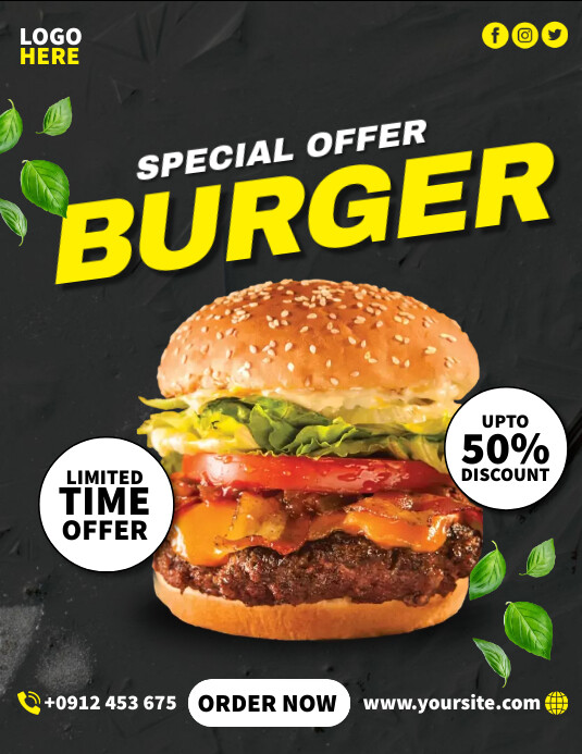 Black Maximalist Burger Menu Flyer (us Lette Template | PosterMyWall