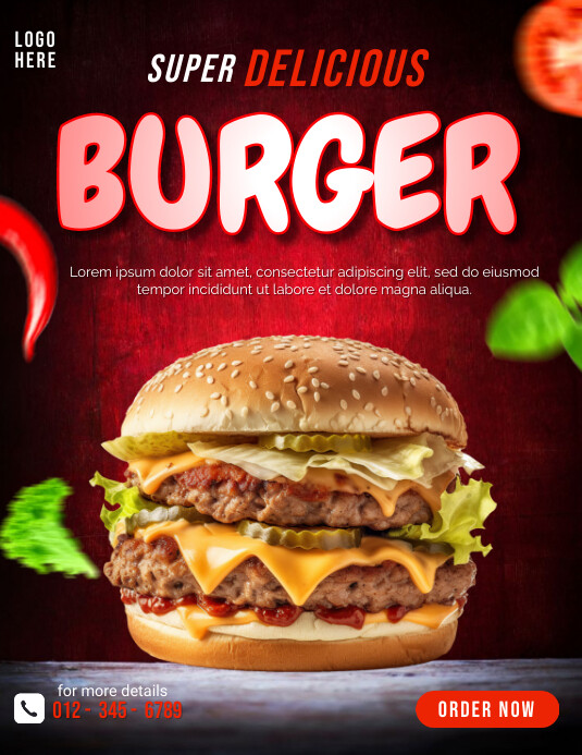 Black Maximalist Burger Menu Flyer (us Lette Template | PosterMyWall