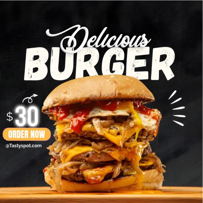 Black Maximalist Burger Promo Special Instagram Post Template ...