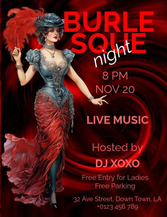 Black Maximalist Burlesque Night Flyer (us Letter) Templat | PosterMyWall