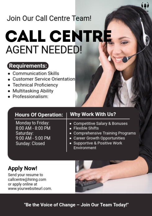 Black Maximalist Call Centre A4, call center, Template | PosterMyWall