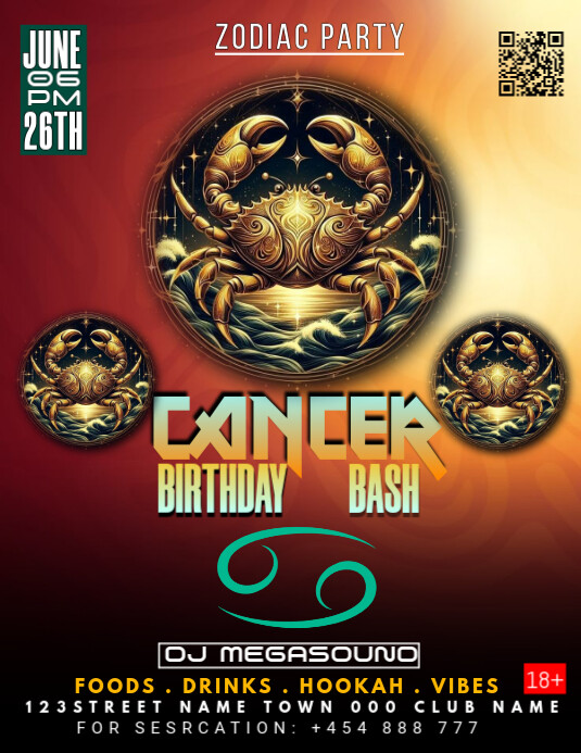 Black Maximalist Cancer Birthday Bash Flyer (us Letter) Template ...