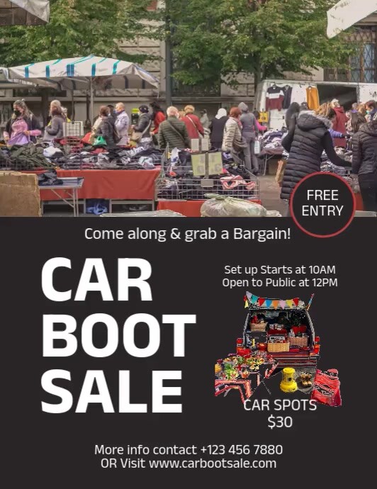Copy of Black Maximalist Car Boot Sale Flyer (us Letter) | PosterMyWall