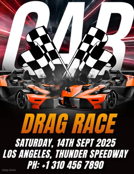 Plantilla de Black Maximalist Car Drag Racing Flyer Flyer (us Letter ...