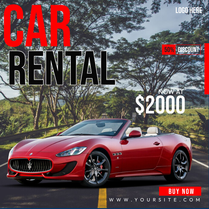 Black Maximalist Car Rental Instagram Post Template | PosterMyWall