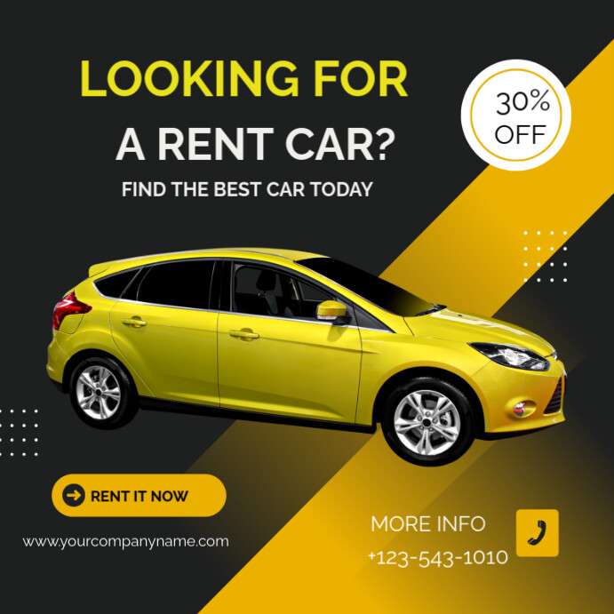 Black Maximalist Car Rental Instagram Post Template | PosterMyWall
