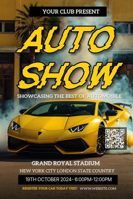Black Maximalist Car Show Invitation Template | PosterMyWall