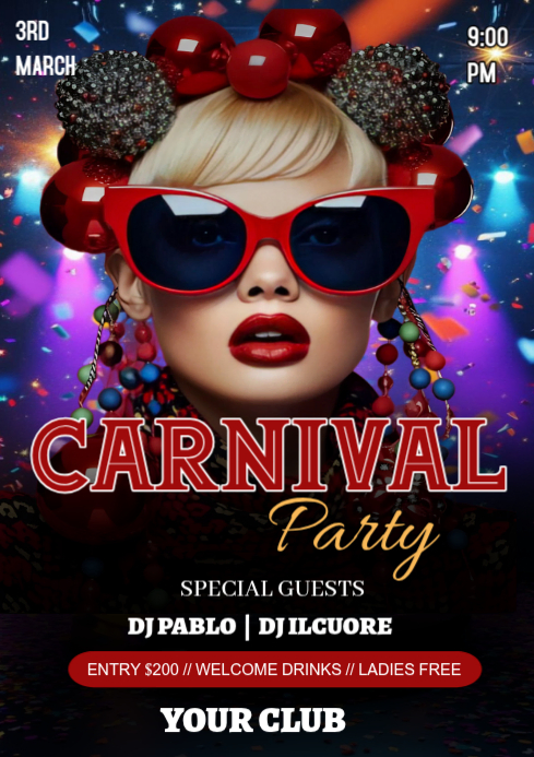 Black Maximalist Carnival Party A4 Template | PosterMyWall
