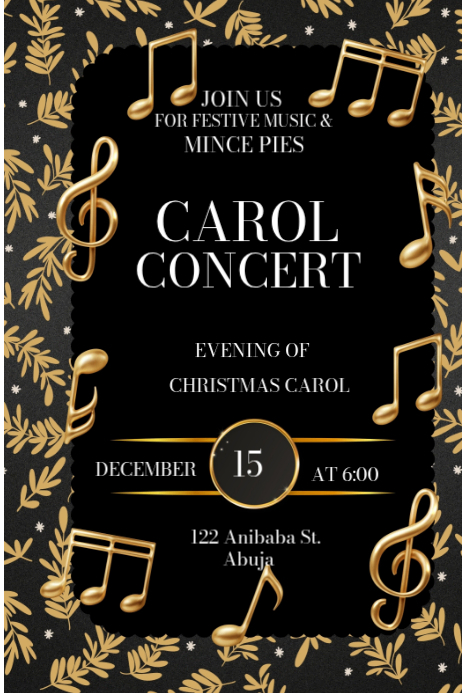 Black Maximalist Carol Concert Poster Template | PosterMyWall